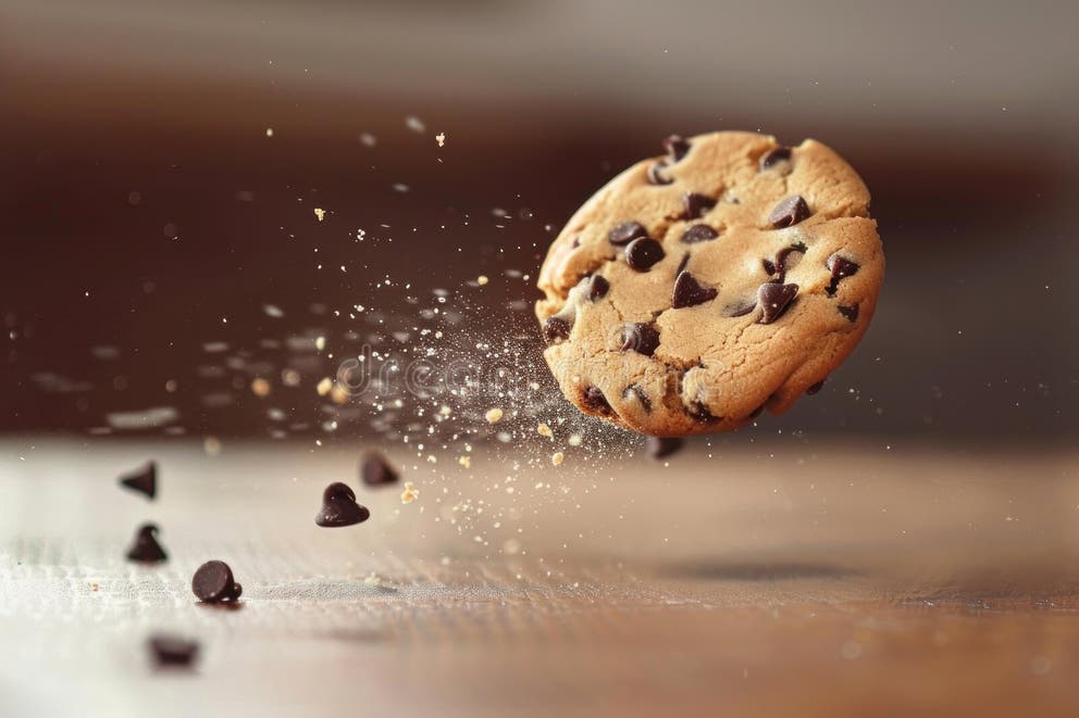 Chocolate Chip Cookie Crumbling and Exploding in Slow Motion Stock ...