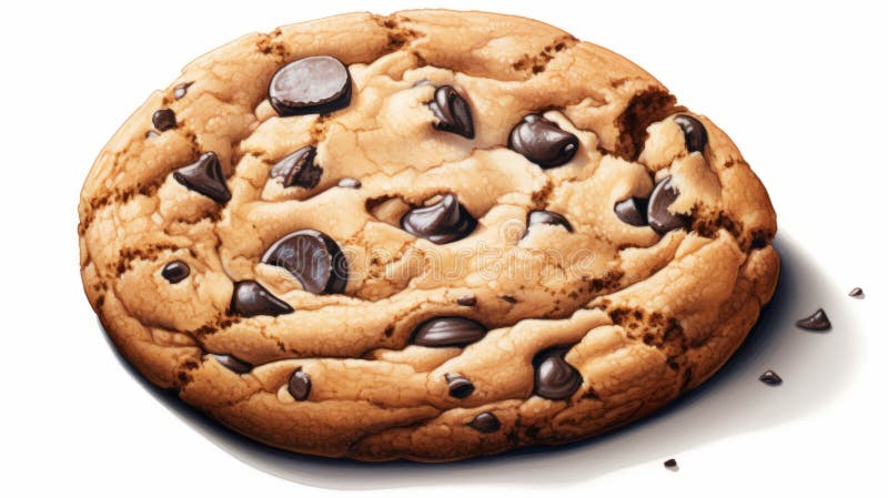 Hyper-realistic Chocolate Chip Cookie Drawing with Bold Black Lines ...