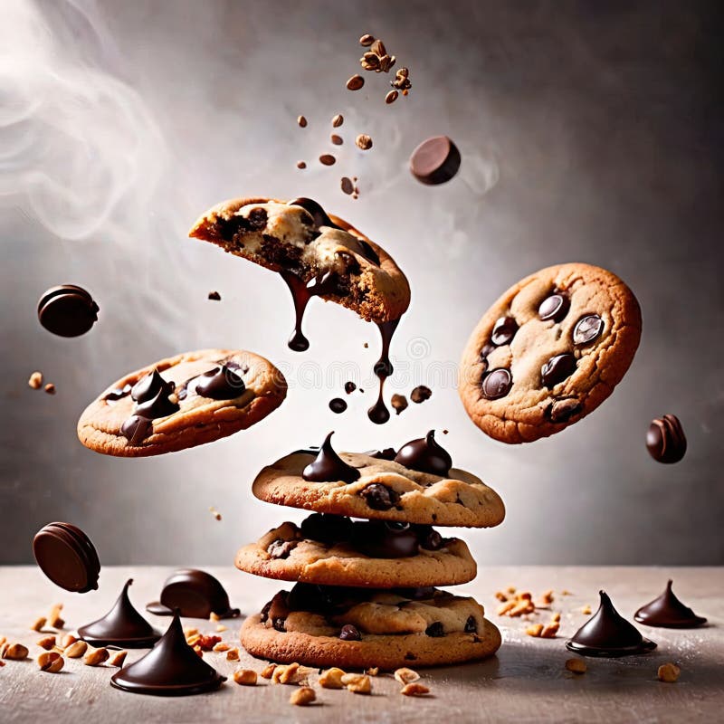 Chocolate Chip Cookie, Dynamic Food Photography Stock Illustration ...