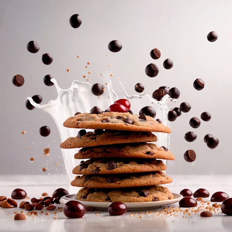 Chocolate Chip Cookie, Dynamic Food Photography Stock Illustration ...
