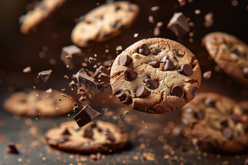 A Chocolate Chip Cookie Falling into the Air. Suitable for Food and ...