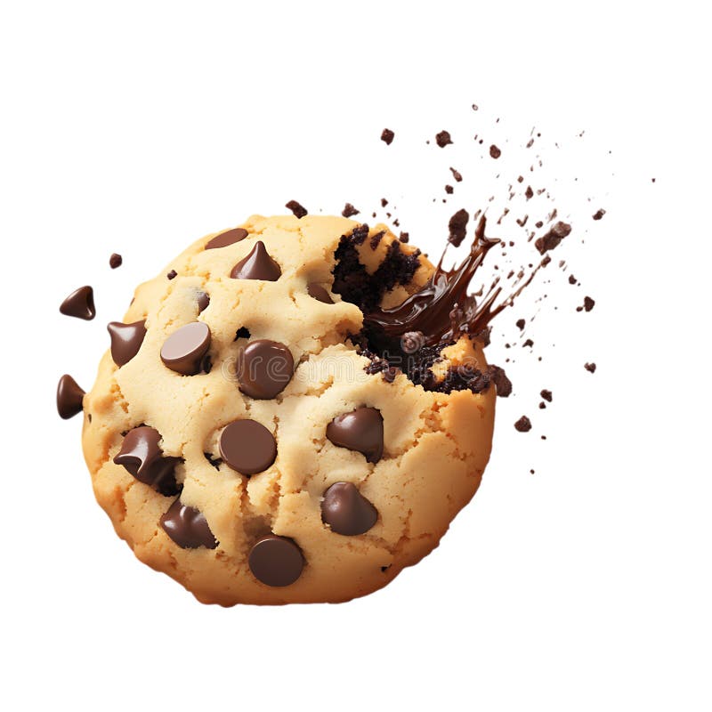 Chocolate Chip Cookie Gooey Melty Bite on Transparent Background Stock Illustration ...