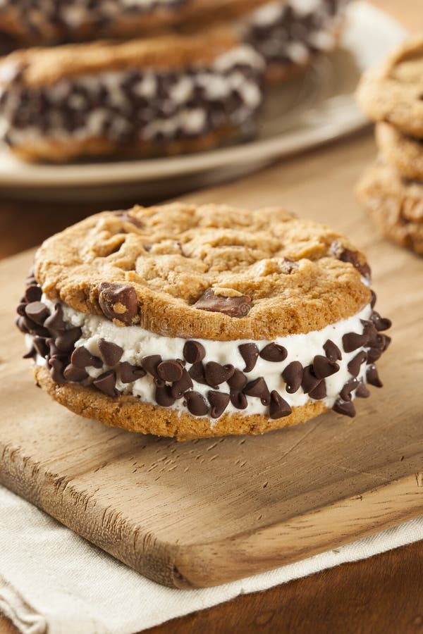 Chocolate Chip Cookie Ice Cream Sandiwch Stock Image - Image of frozen ...