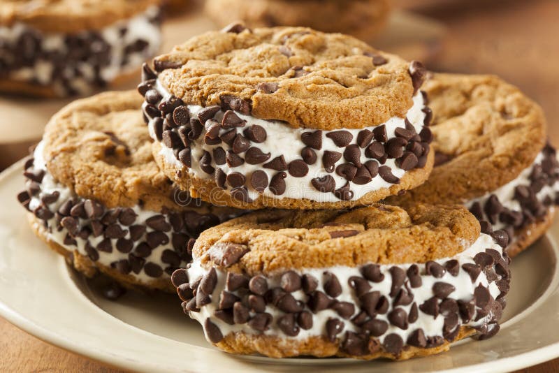 Chocolate Chip Cookie Ice Cream Sandiwch Stock Image - Image of ...