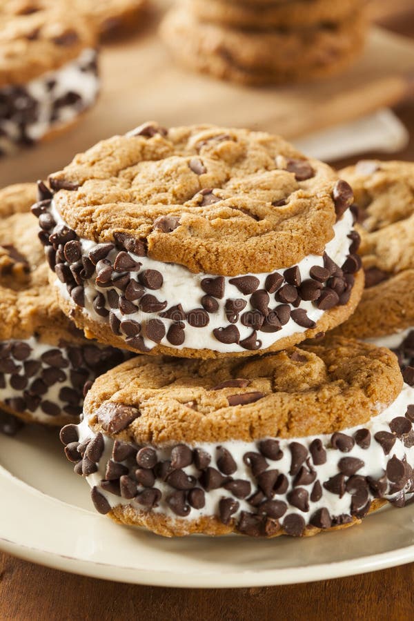 Chocolate Chip Cookie Ice Cream Sandiwch Stock Image - Image of vanilla ...