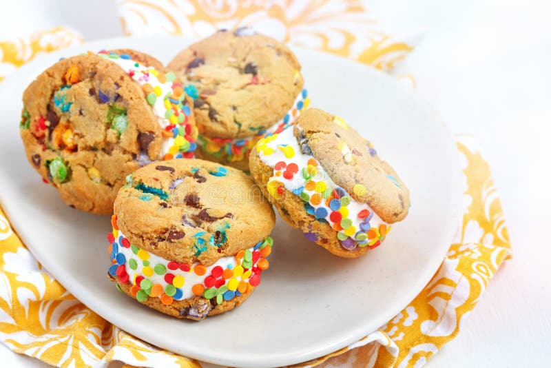 Chocolate Chip Cookie Ice Cream Sandiwch Stock Image - Image of cookie ...
