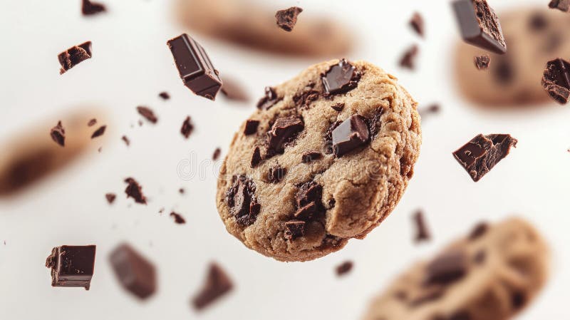 A Chocolate Chip Cookie in Mid-air, Possibly Dropped or Thrown Stock ...