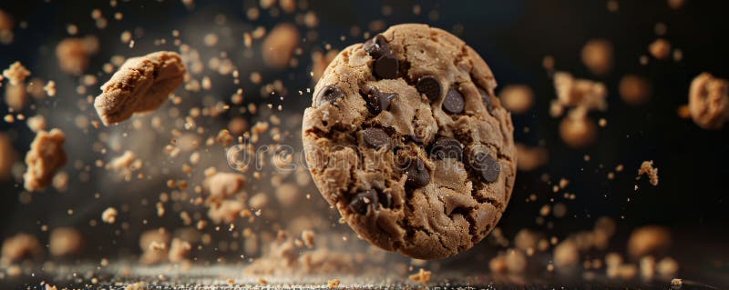 Delicious Chocolate Chip Cookie Midair Crumbs Stock Photos - Free ...