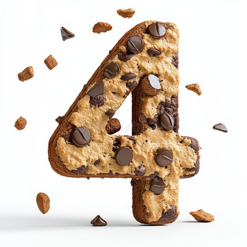 Chocolate Chip Cookie Number Four with Falling Chunks on White ...
