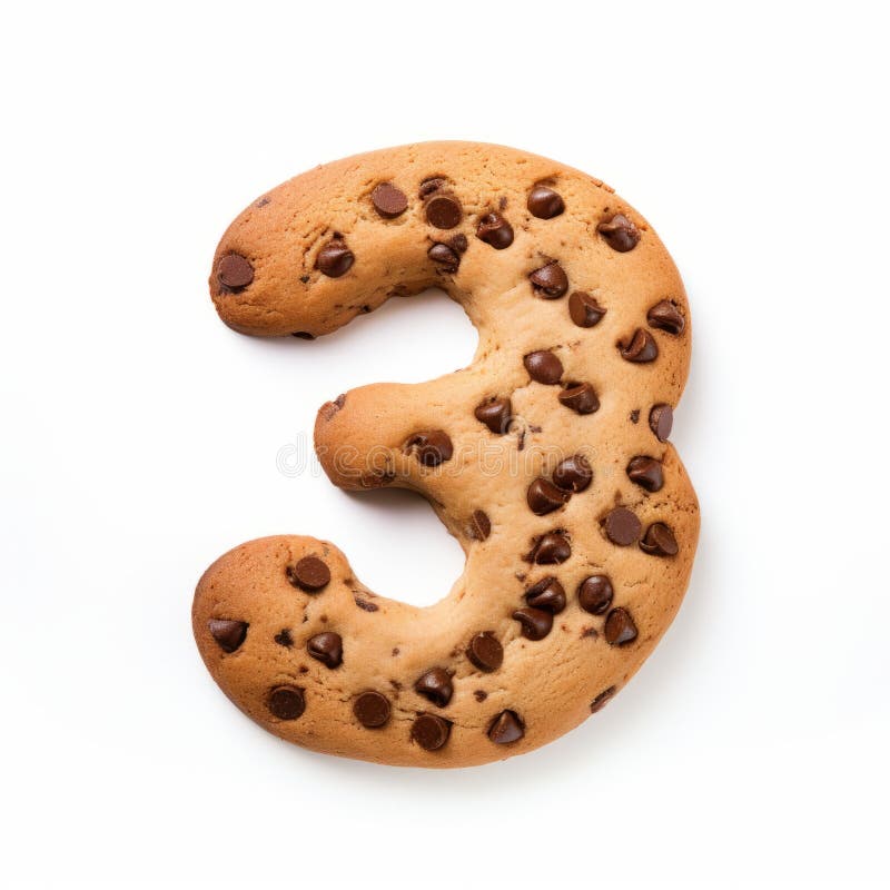 Delicate Hyperrealist Chocolate Chip Cookie in the Shape of Number ...