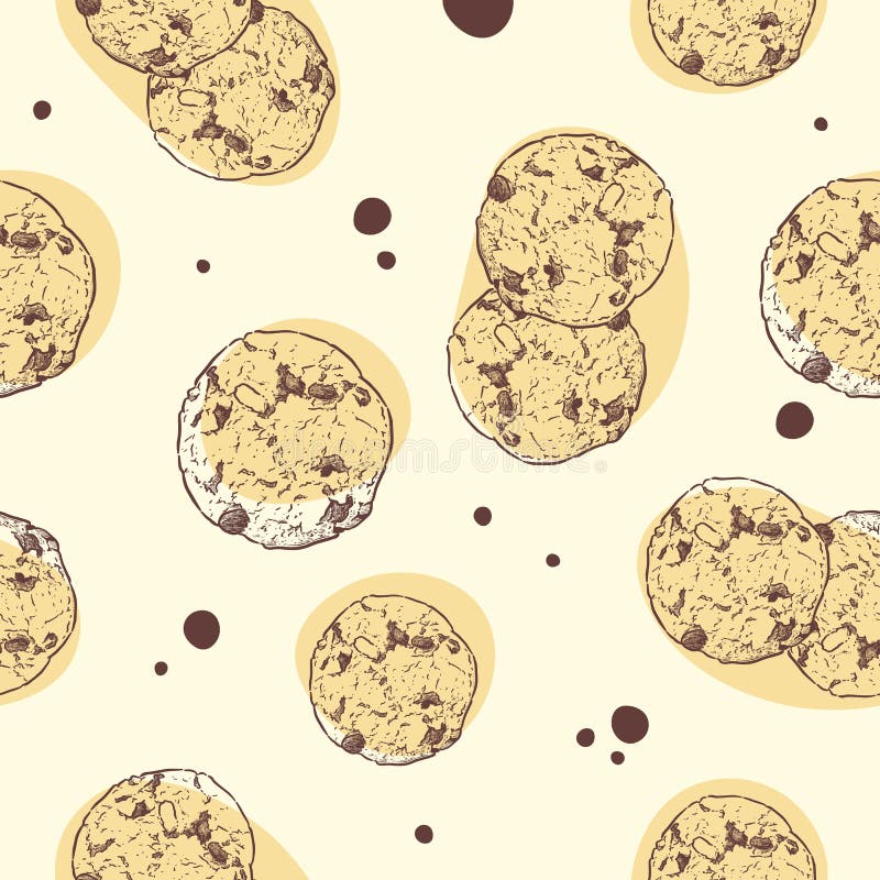 Chocolate Chip Cookie, Hand Draw Vector Stock Vector - Illustration of ...