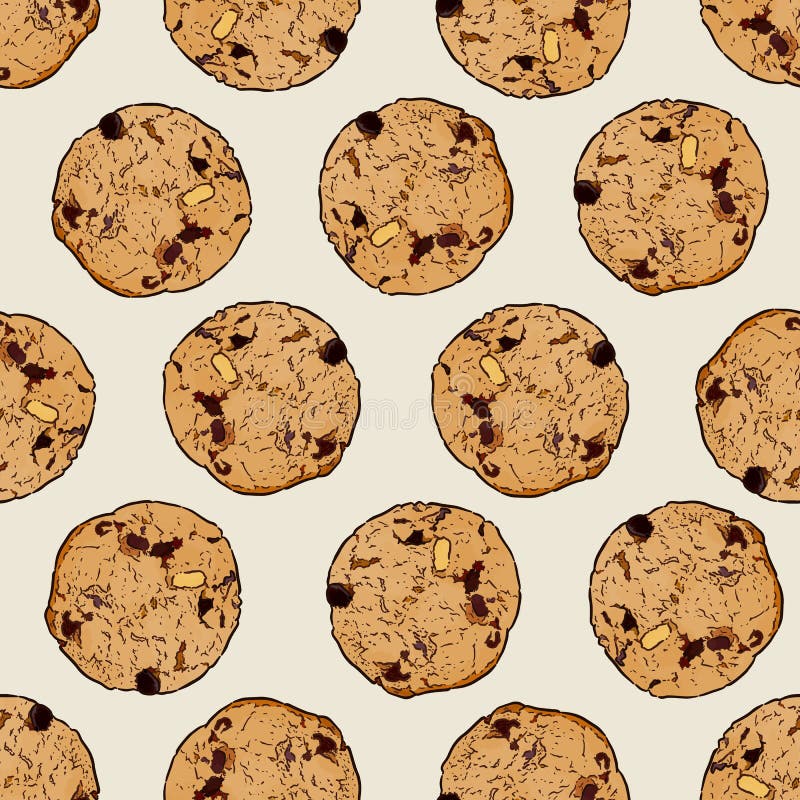 Chocolate Chip Cookie, Seamless Pattern Vector Stock Vector ...