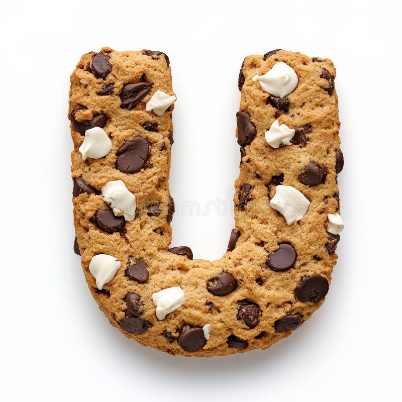 Chocolate Chip Cookie Shaped Like Letter U with White Chocolate Chunks ...