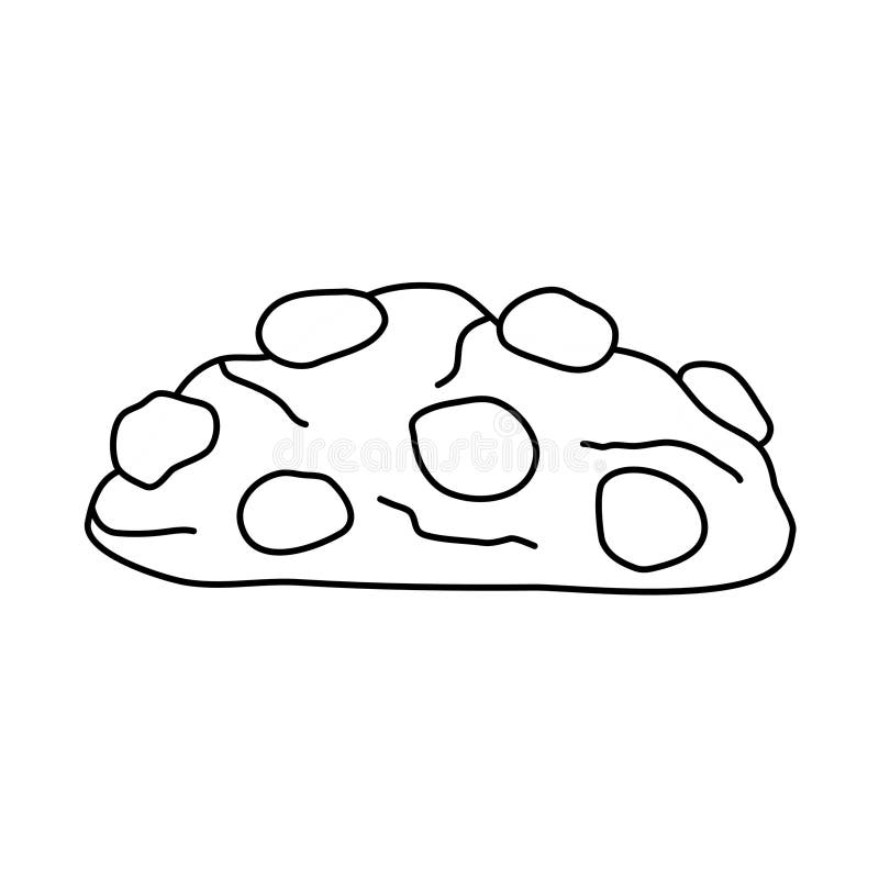 Chocolate Chip Cookie, Side View, Doodle Style Flat Vector Outline for ...