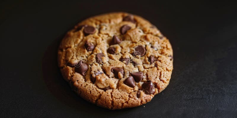 Chocolate Chip Cookie Sits on a Black Counter Stock Image - Image of ...