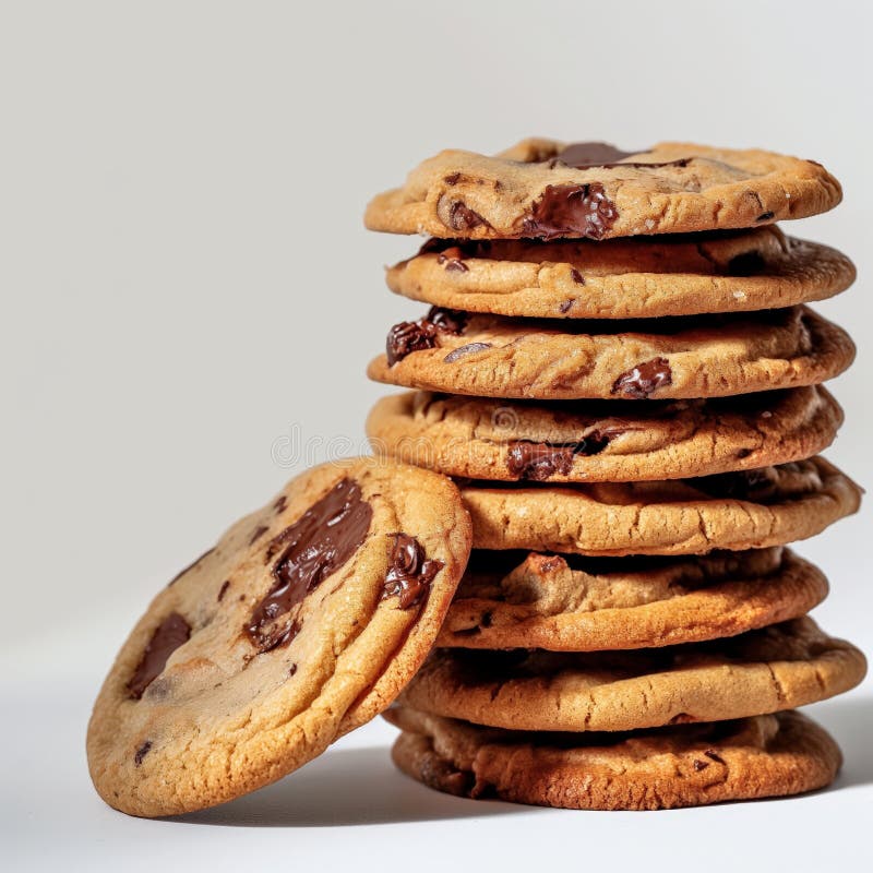 Chocolate Chip Cookie Stack Stock Image - Image of melting, comfort ...