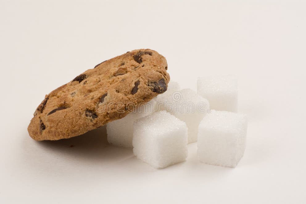 Chocolate Chip Cookie and Sugar Cubes Stock Image - Image of chips ...