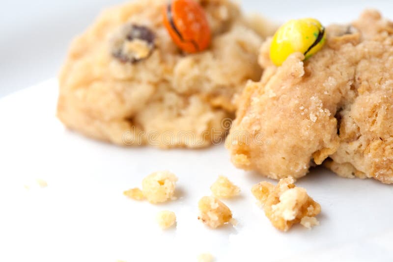 Chocolate Chip Cookie on White Surface Stock Image - Image of eating ...