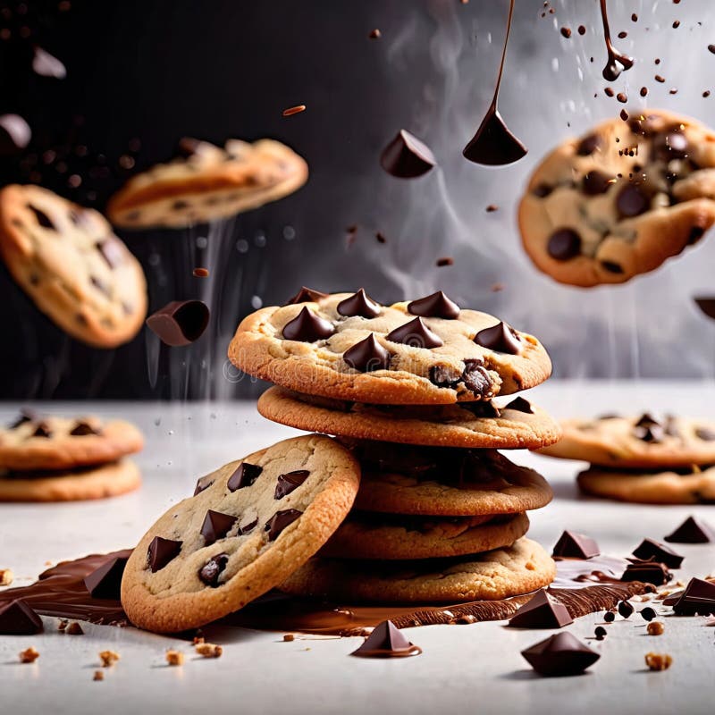 Chocolate Chip Cookie, Dynamic Food Photography Stock Illustration ...