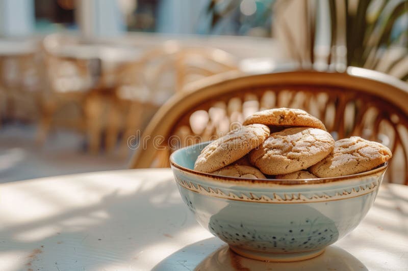 Chocolate Chip Cookies in a Bowl on the Table Stock Photo - Image of ...