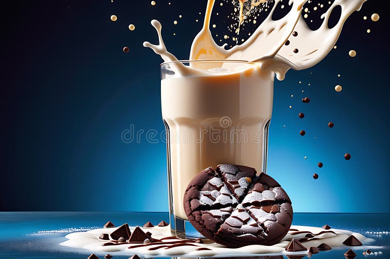 Chocolate Chip Cookies Cascading Down, Colliding with a Dynamic Splash ...