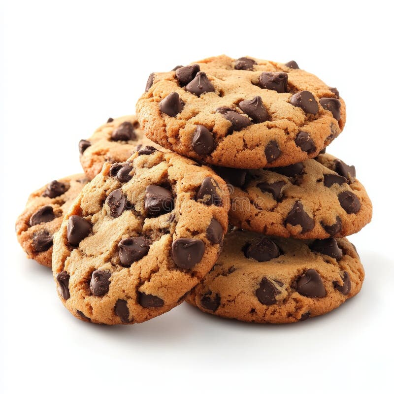 Chocolate Chip Cookies on a Clear Background Stock Image - Image of ...