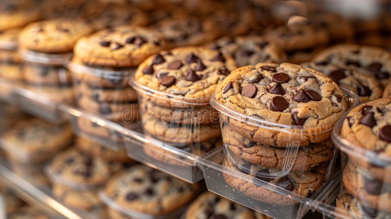 Chocolate Chip Cookies in Clear Plastic Containers Stock Photo - Image ...