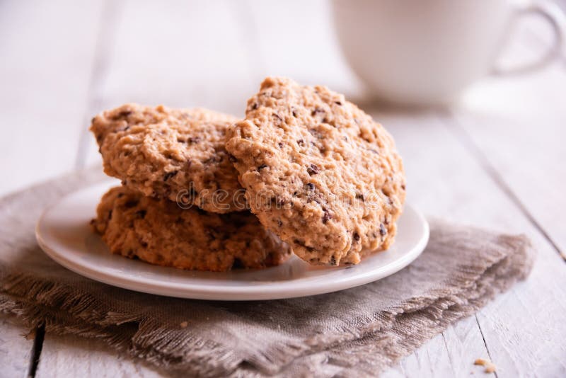 Chocolate Chip Cookies and Coffee for Breakfast Stock Image - Image of ...