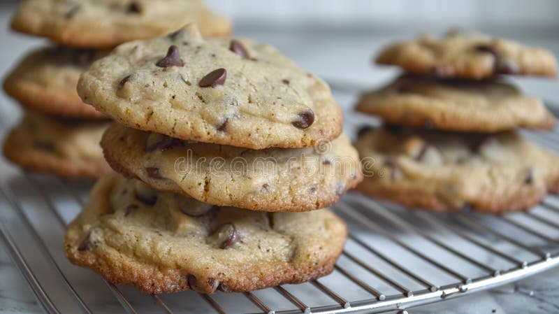 Chocolate Chip Cookies on a Cooling Rack. Generative Ai Stock ...