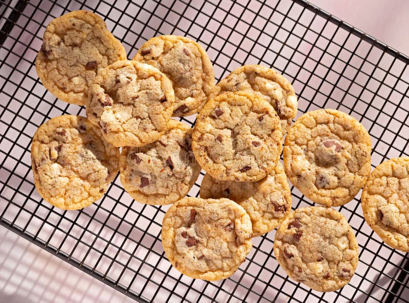Chocolate Chip Cookies on a Cooling Rack Stock Photo - Image of sweet ...
