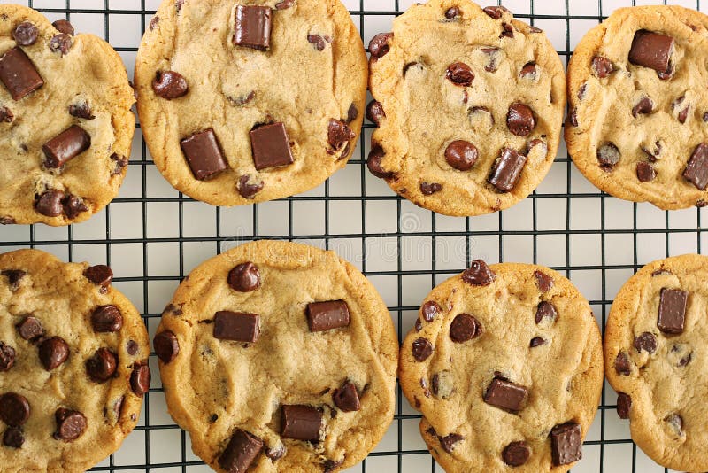 Chocolate Chip Cookies on Cooling Rack Upclose Stock Image - Image of ...