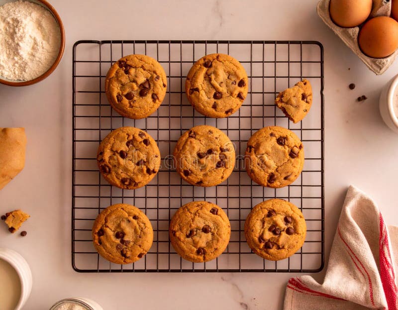 Chocolate Chip Cookies are Cooling Stock Illustration - Illustration of ...