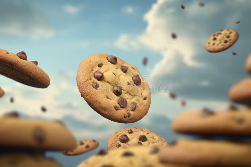 Chocolate Chip Cookies Falling. Generate Ai Stock Illustration ...
