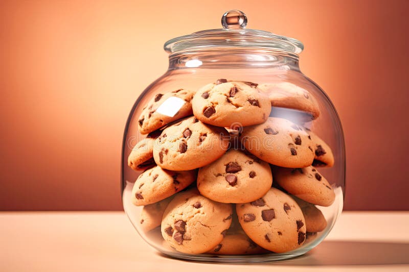 Chocolate Chip Cookies in a Glass Jar Stock Photo - Image of tasty ...