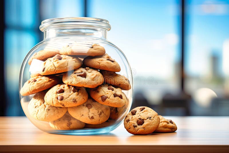 Chocolate Chip Cookies in a Glass Jar Stock Image - Image of snack ...