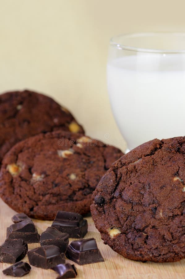 Chocolate Chip Cookies with Glass of Milk Stock Photo - Image of sweet ...