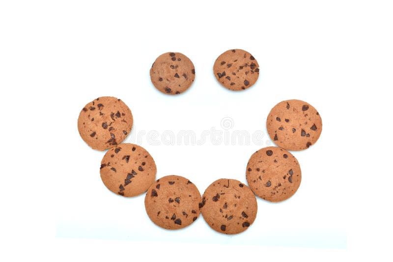 Chocolate Chip Cookies Making Smile Face Stock Photo - Image of food ...