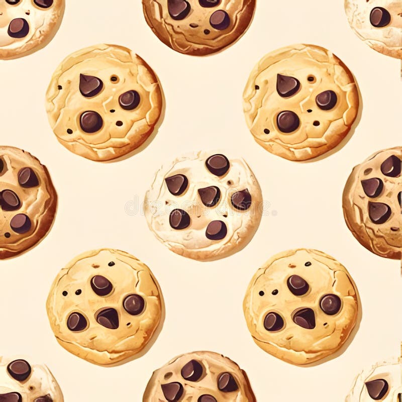 Chocolate Chip Cookies Pattern Stock Vector - Illustration of culinary ...