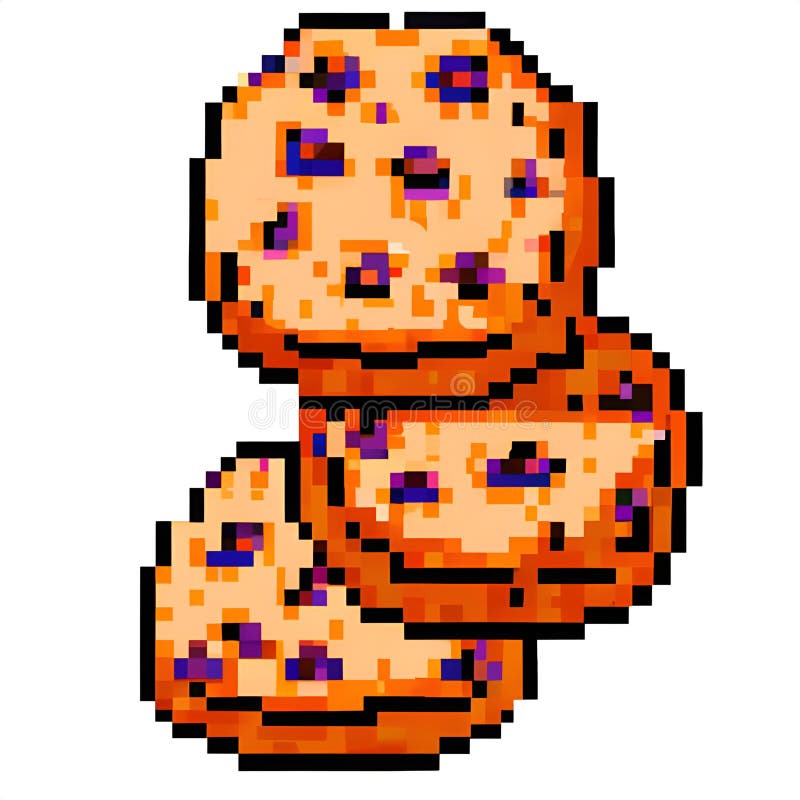 Chocolate Chip Cookies Pixel Art. Generative AI. Stock Illustration ...