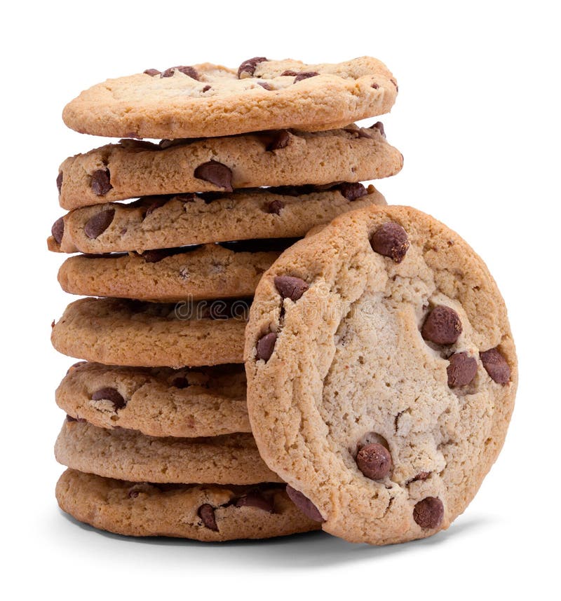 Chocolate Chip Cookies Stack Stock Image - Image of chocolate, pile ...