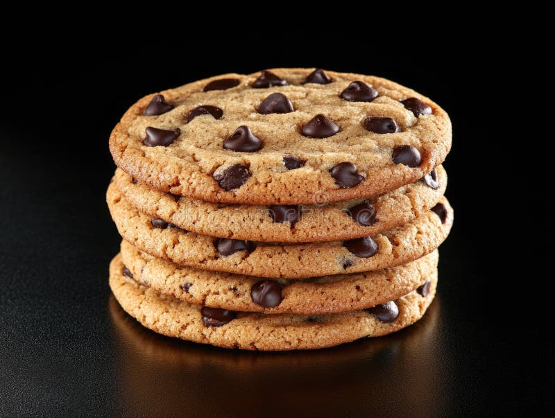 Chocolate Chip Cookies Stack Stock Photo - Image of indulgence, tooth ...