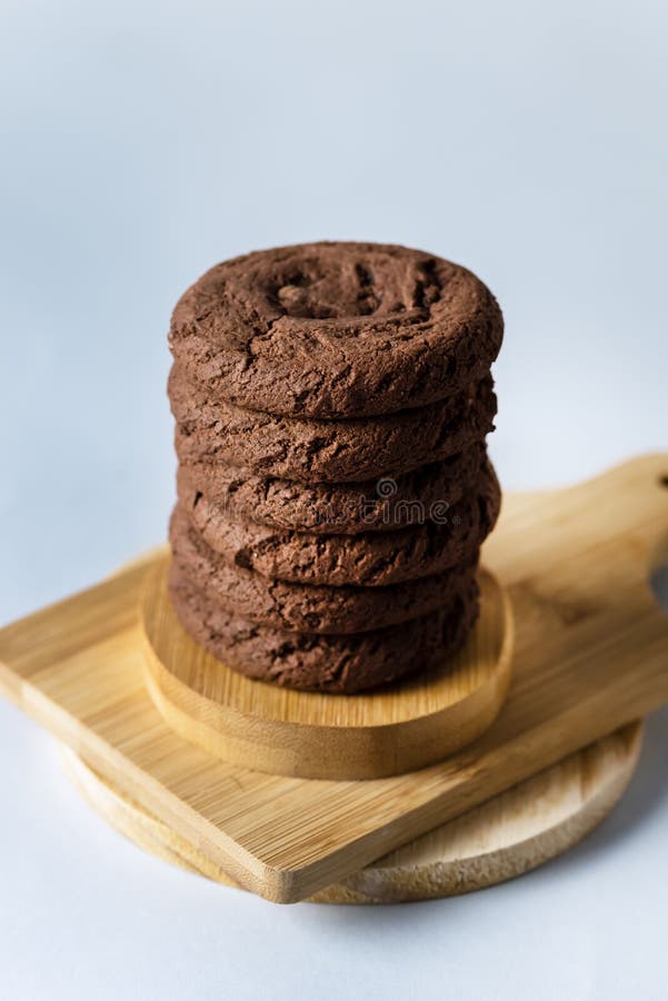 Chocolate Chip Cookies Stack of Cookies Homemade Cookies on Wooden Tray ...