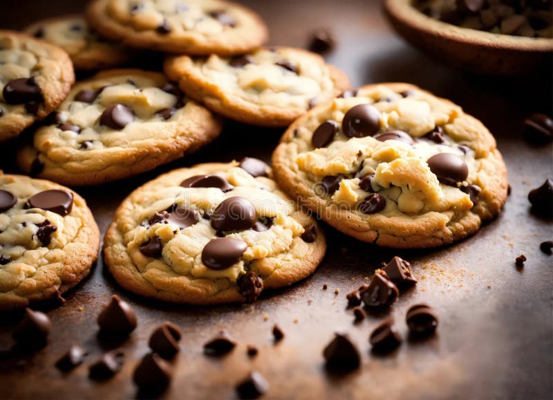 Chocolate Chip Cookies, Traditional American Sweet Stock Illustration ...