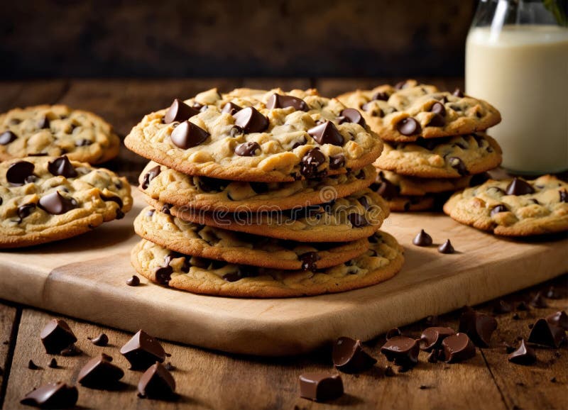 Chocolate Chip Cookies, Traditional American Sweet Stock Illustration ...
