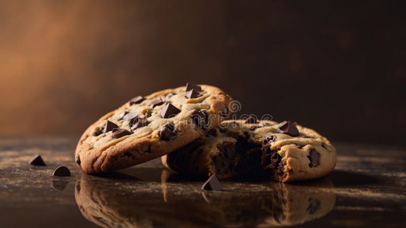 Chocolate Chip and Double Chocolate Cookies on Dual Background. Stock ...