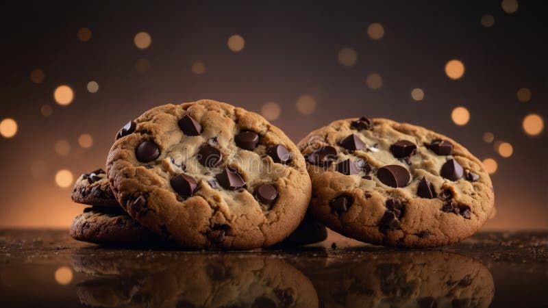 Chocolate Chip and Double Chocolate Cookies on Dual Background. Stock ...