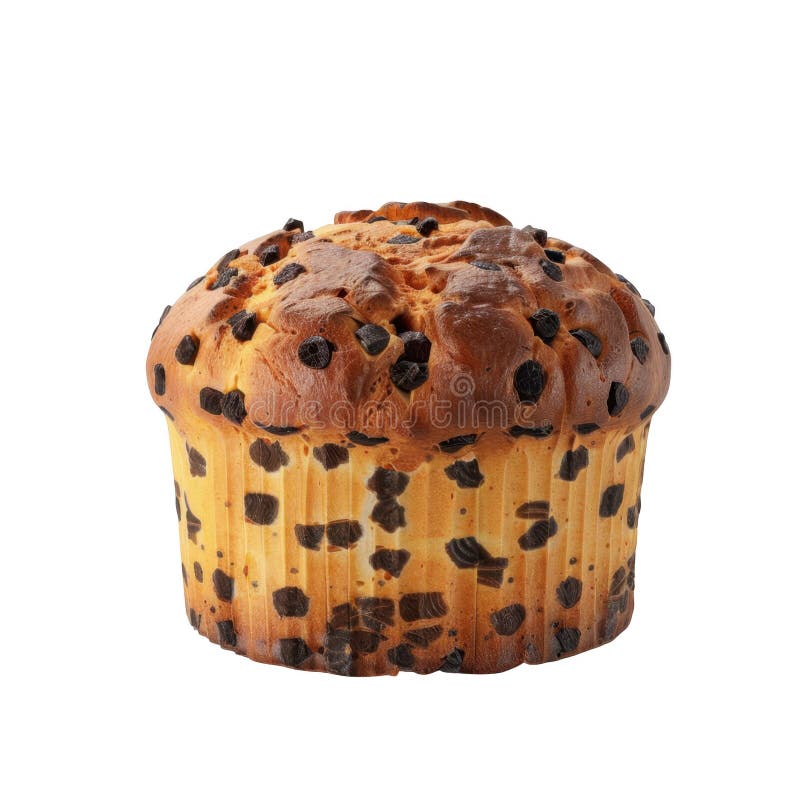 Chocolate Chip Muffin Isolated on White Background Stock Photo ...