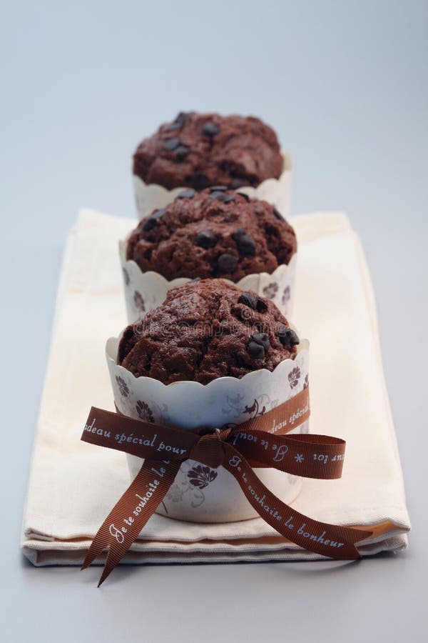 Chocolate Chip Muffins in a Row. Conceptual Image Stock Image - Image ...