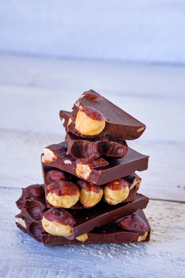 Chocolate Chip Pieces with Hazelnuts Stock Photo - Image of health ...