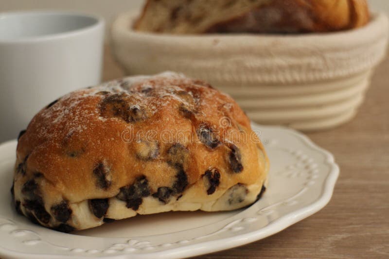 Chocolate Chips Bread on White Background Stock Photo - Image of baker ...